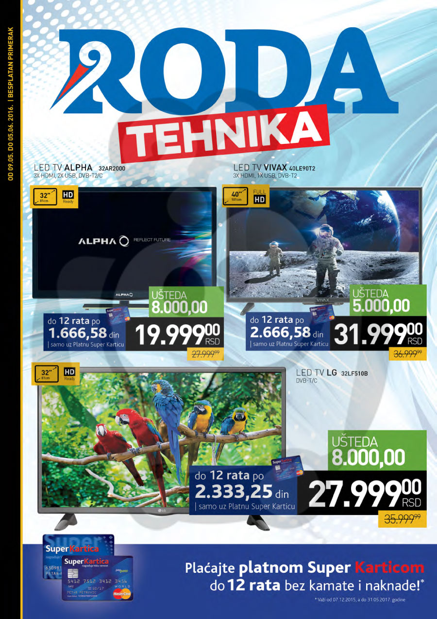 Roda Akcija Katalog Tehnika 09.05. - 05.06.2016. | Kuda u Kupovinu