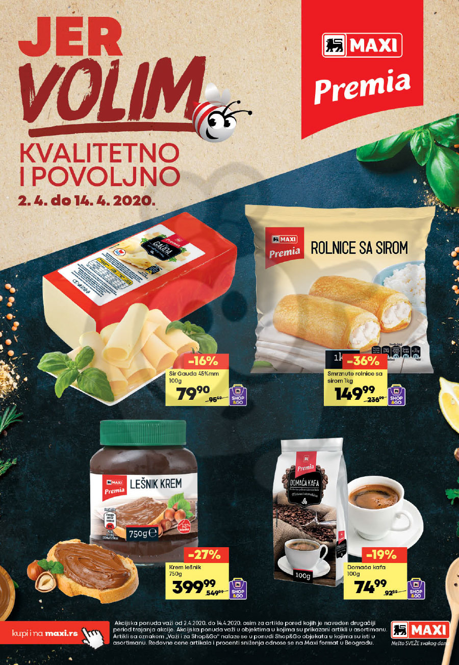 Maxi Katalog Akcija Premia Proizvodi 02.04. - 14.04.2020. | Kuda u Kupovinu