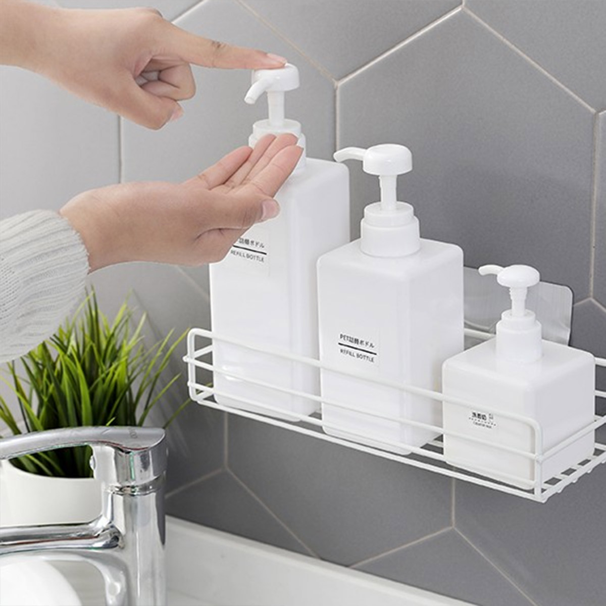 Moderne metalne police koje se montiraju lepljenjem - u beloj boji ...