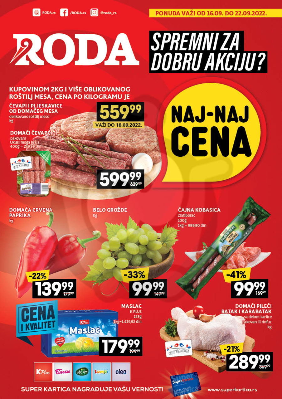 Roda Vikend Nedeljna Akcija 16.09. - 22.09.2022. | Kuda u Kupovinu
