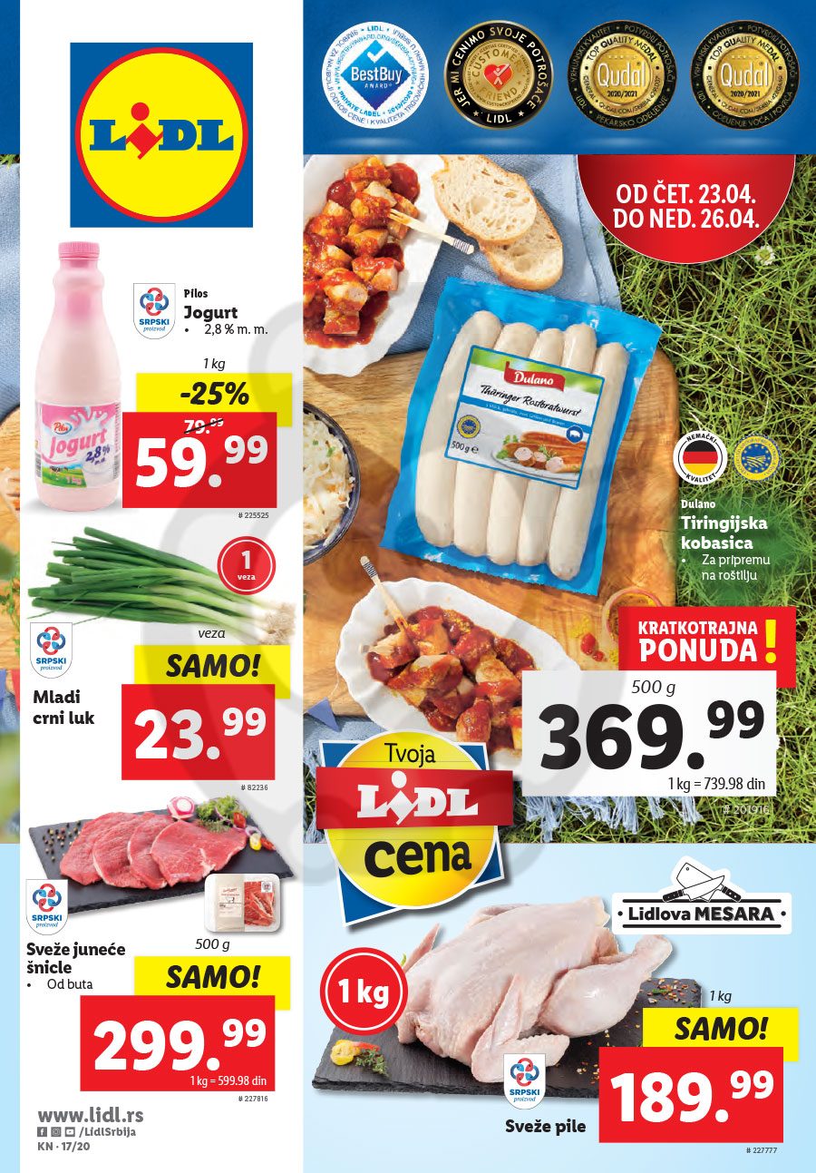LIDL SRBIJA Katalog Akcija Hrana 23.04. - 29.04.2020. | Kuda u Kupovinu