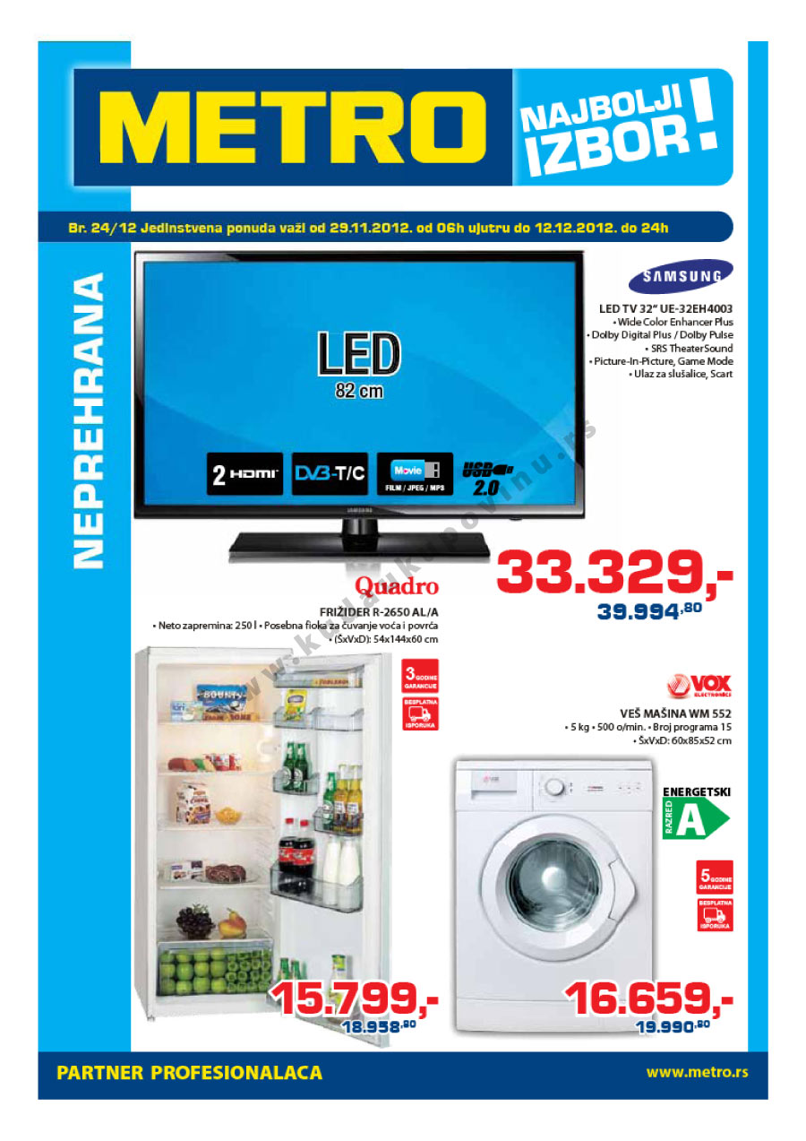 Metro Katalog Akcija Tehnika 29.11. - 12.12.2012. | Kuda u Kupovinu